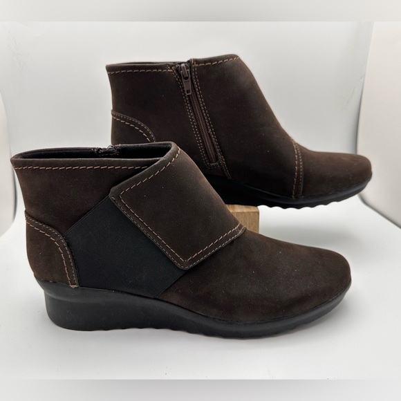 Clarks | Shoes | Nwt Clarks Womens Caddell Rush Leather Side Zip Wedge ...